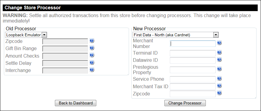 Changing the Processor for a Store