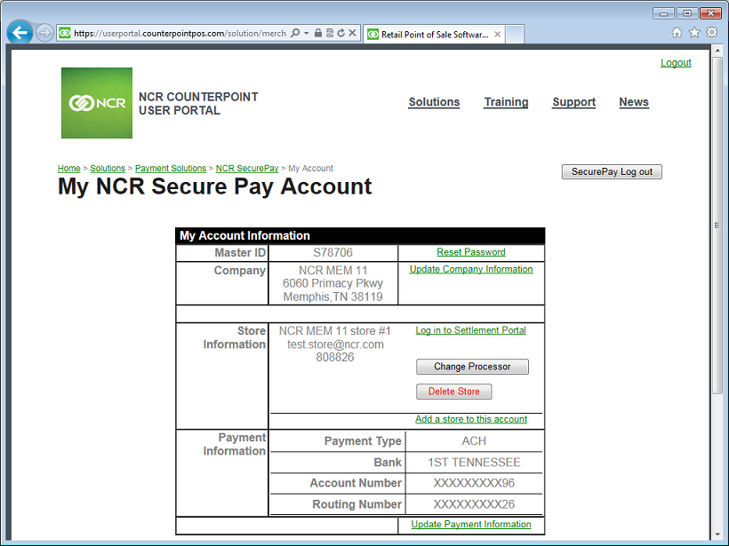 Updating Your NCR Secure Pay Account