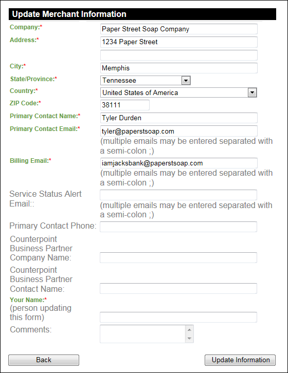 Updating Company Information